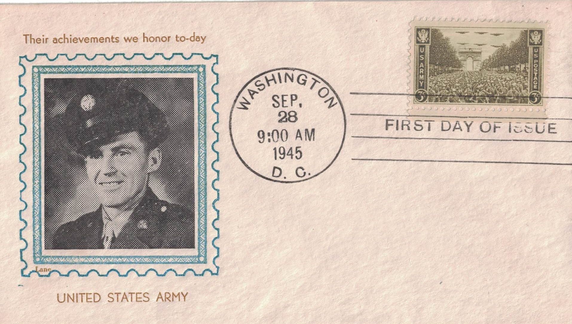 1945 FDC, #934, 3c U.S. Army, Lane | United States, General Issue Stamp ...