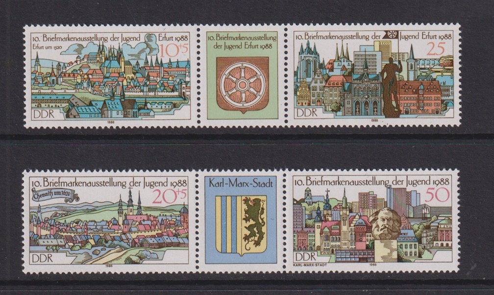 German Democratic Republic DDR #2680a/2681a MNH 1988 stamp exposition ...