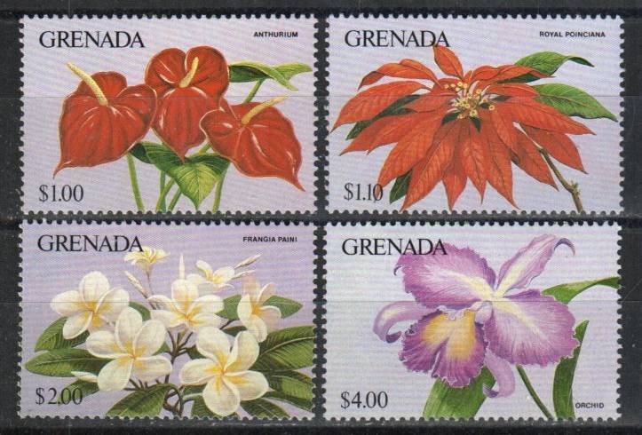 Grenada Stamp 1425-1428 - Flowers | Caribbean - Grenada, Stamp / HipStamp