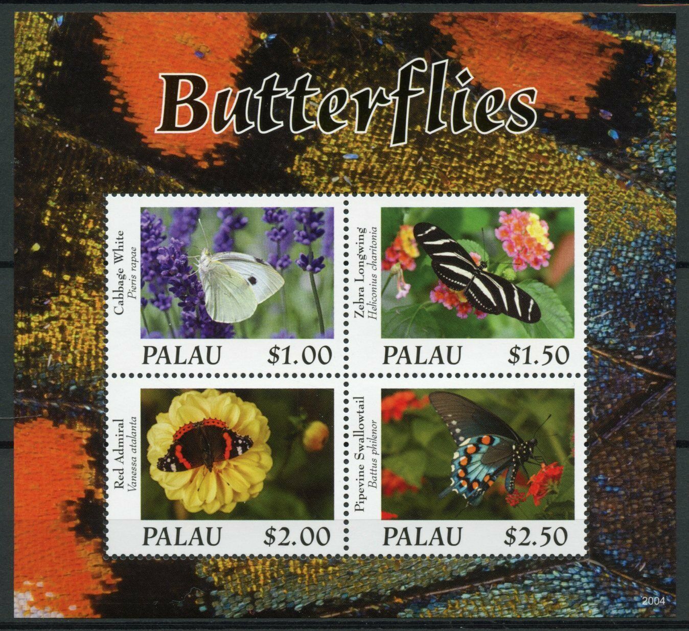 Palau Butterflies Stamps 2020 MNH Zebra Longwing Swallowtail Butterfly ...