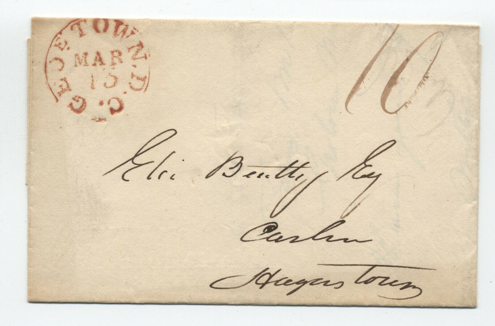 1827 Georgetown DC red CDS stampless folded letter 10 rate [6028.80 ...