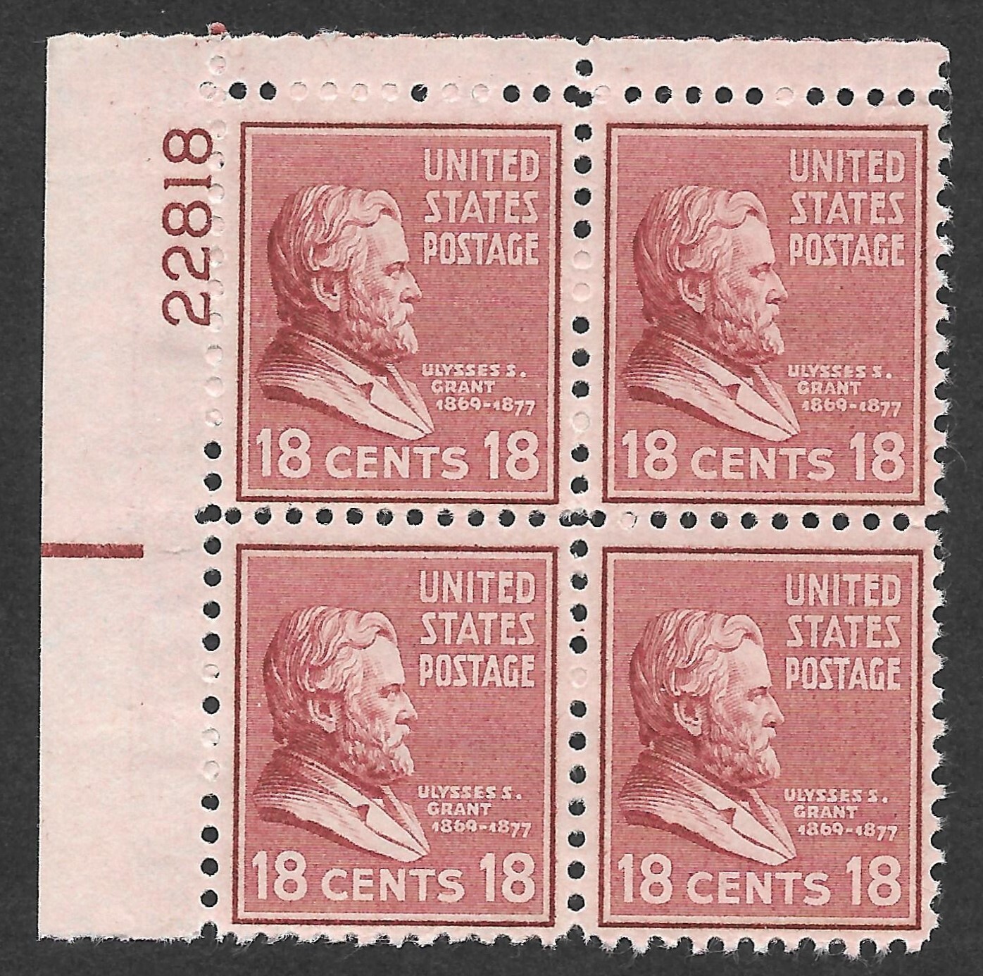 1938 MNH 18-cent Prexie PNB, Scott #823** | United States, General ...