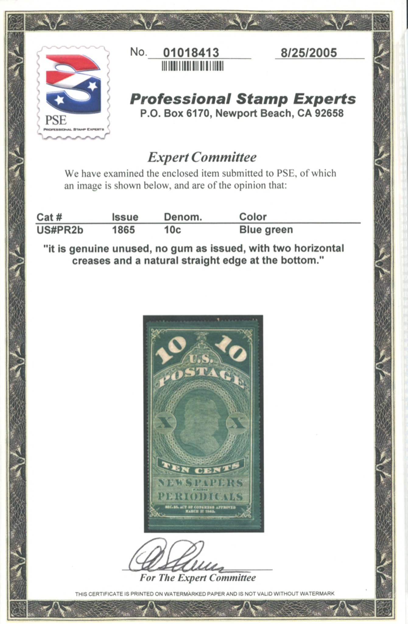 U.S. #Pr2B Mint With PSE Cert | United States, Newspaper Stamps Stamp ...