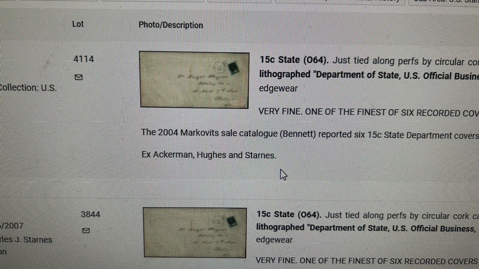 O64 State Dept Used on O.B. Cover ex Hughes, Ackerman, Starnes, Curtis ...