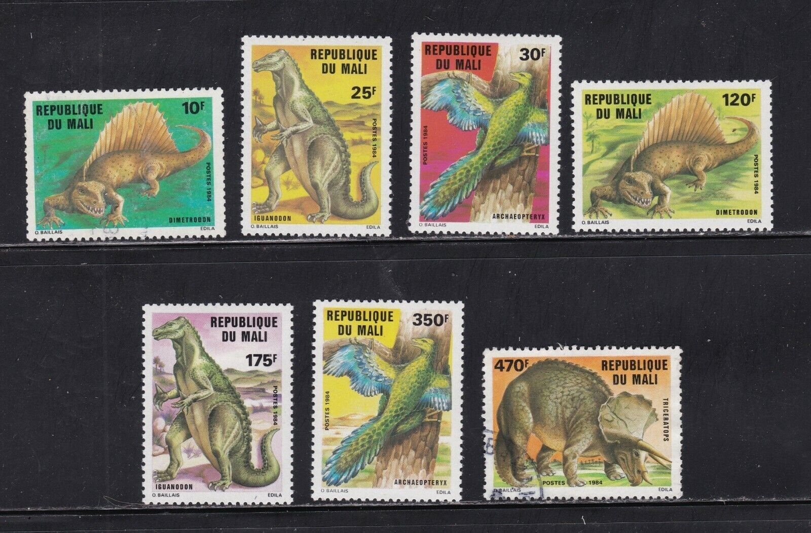 Mali stamps #504 - 510, Mint & used, complete set, dinosaurs, CV $18.00 ...