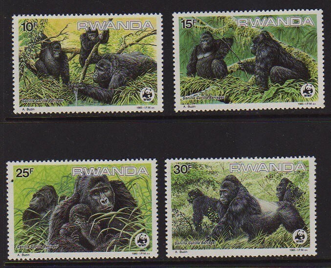 Rwanda 1985 Sc 1208-1211 WWF set MNH | Africa - Rwanda, General Issue ...
