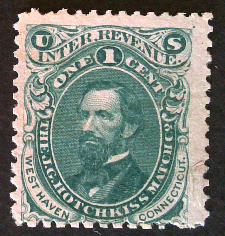 Scott #RO110c - 1c Green - Pink Paper - Thin - The J.G.Hotchkiss Match ...