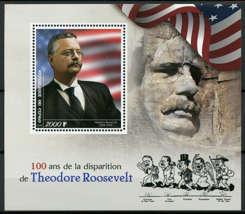 Theodore Roosevelt Stamps 2019 MNH 100th Memorial US Presidents People ...