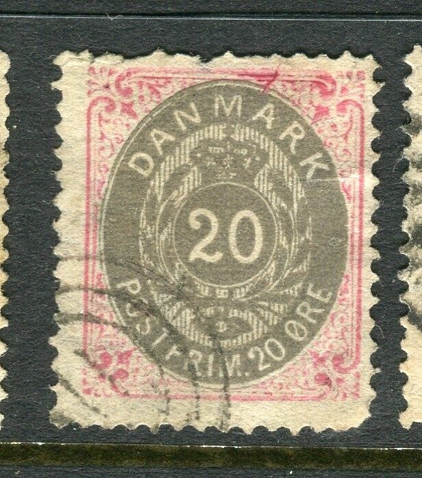 DENMARK; 1875-95 early 'ore' issue classic used Shade of 20o. value ...