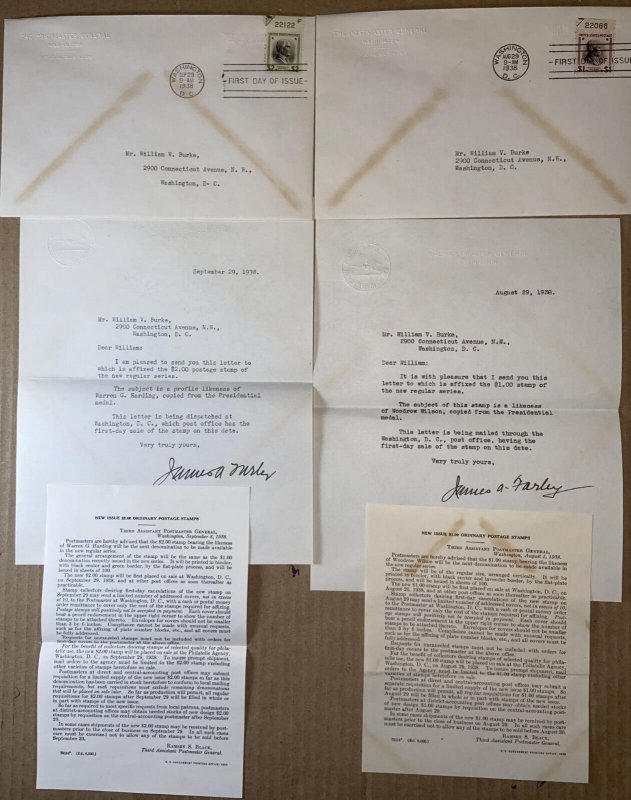 Rare 1938 Presidents Cmplt SET of 34 PMG James Farley & Signed Letters ...