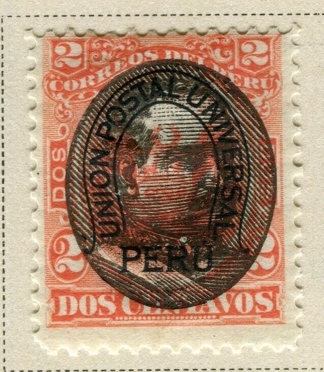 PERU; 1894 early classic Optd. issue fine Mint hinged 2c. value / HipStamp