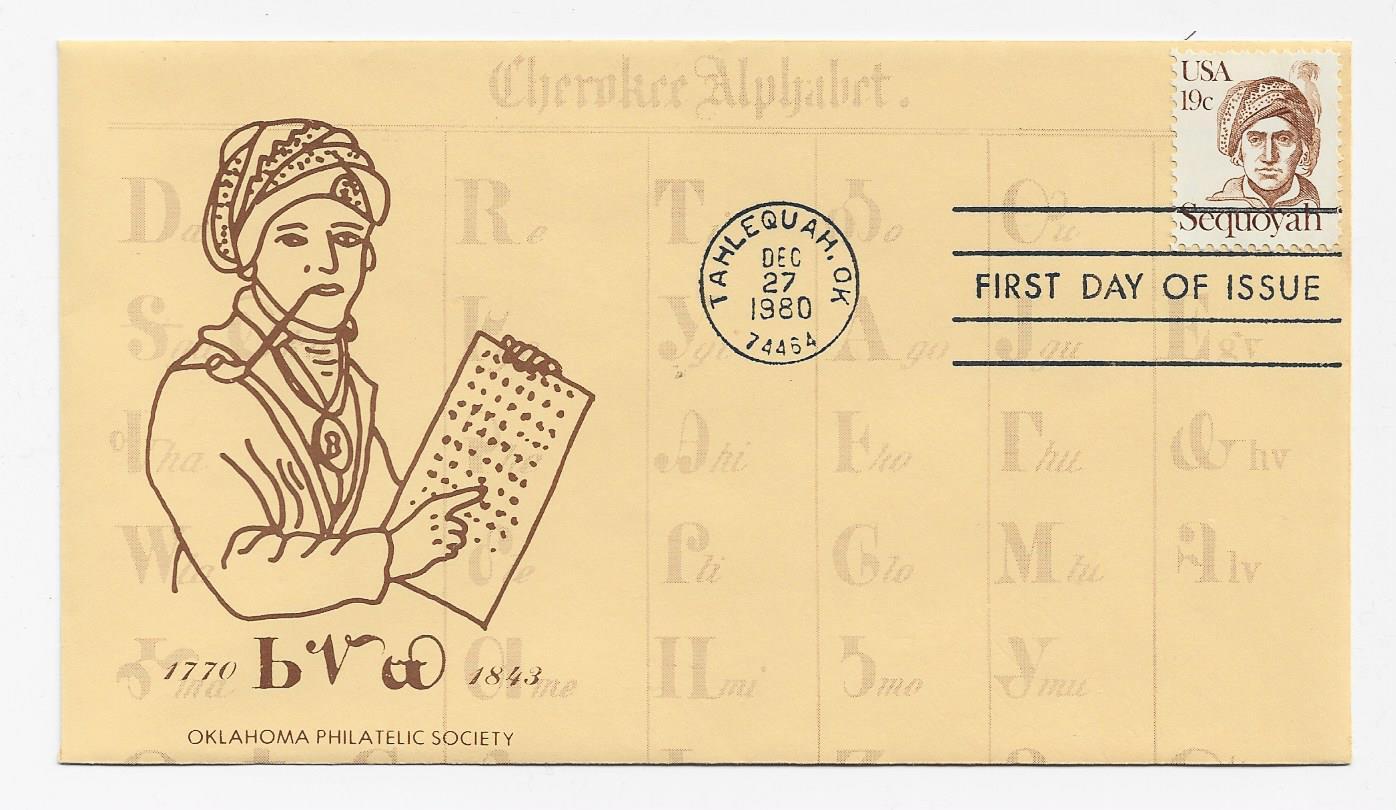 US 1859 19c Great Americans - Sequoyah FDC Oklahoma Philatelic Cachet ...