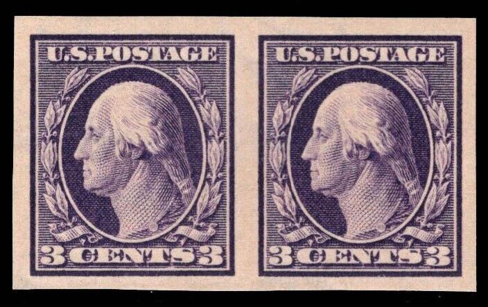 US Stamps #345 3c Imperf Pair Mint OG NH VF+ LOT #84308-3 | United ...