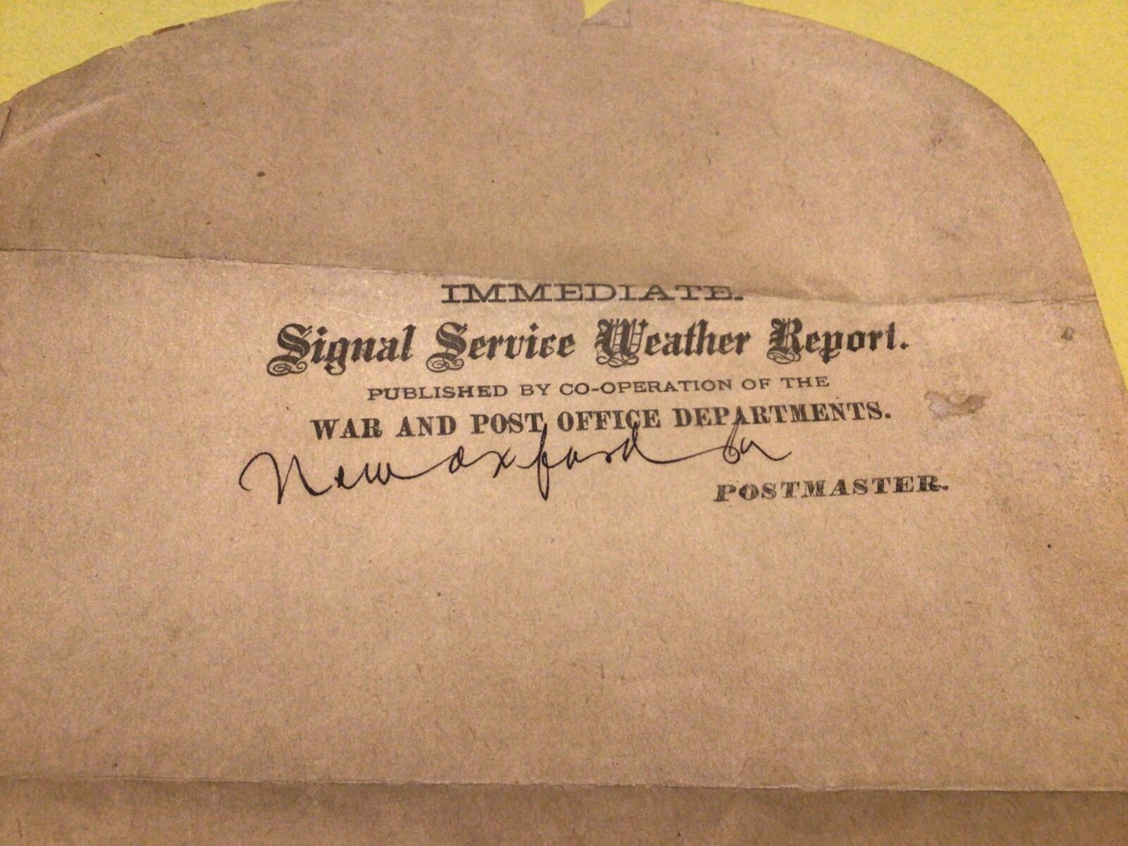 United States Signal Service Weather Report War & Post office Wrapper ...