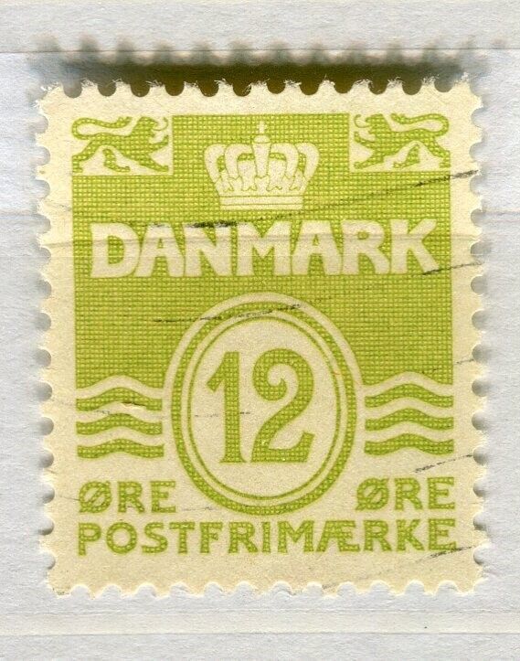DENMARK; 1930s early Numeral Wavy Lines issue fine used 12ore. value ...