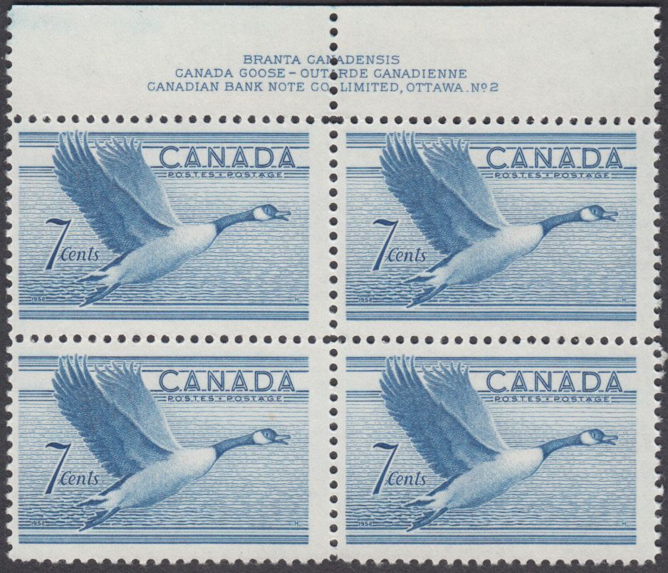 Canada - #320 Canada Goose Block of Four with Plate Inscription #2 ...