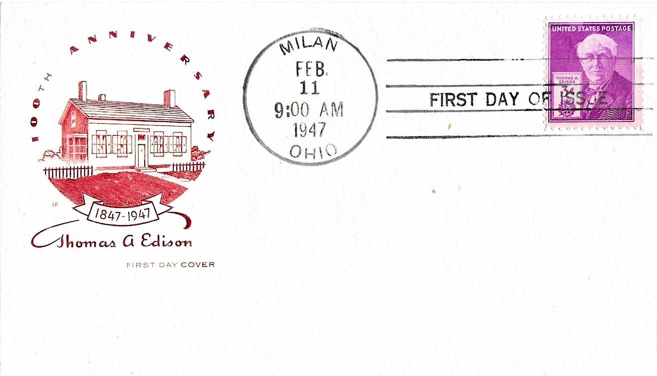1947 FDC, #945, 3c Thomas A. Edison, 3 different cachets - #2 | United ...