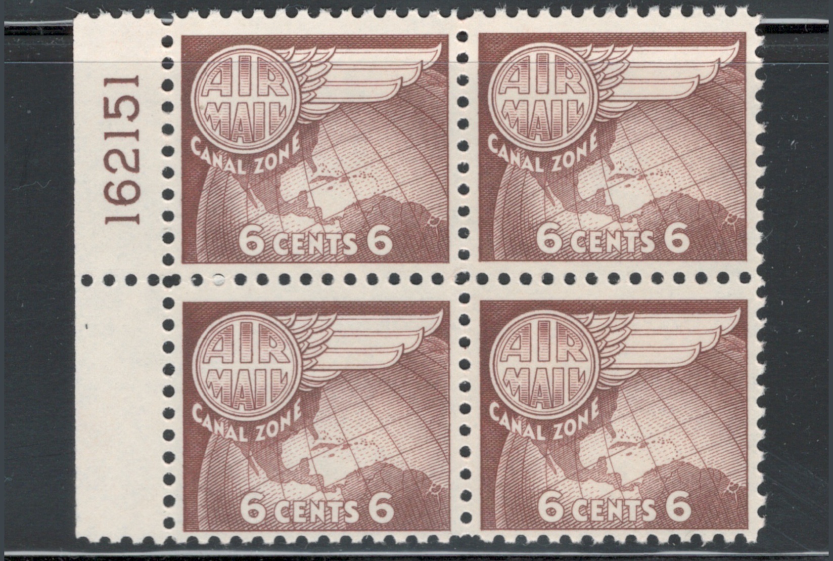Canal Zone 1951 Globe & Wing 6c Scott # C22 MNH Plate Block of 4 ...