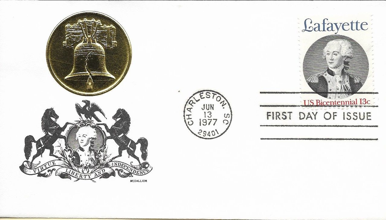 1977 FDC, #1716, 13c Lafayette, Medallion | United States, General ...