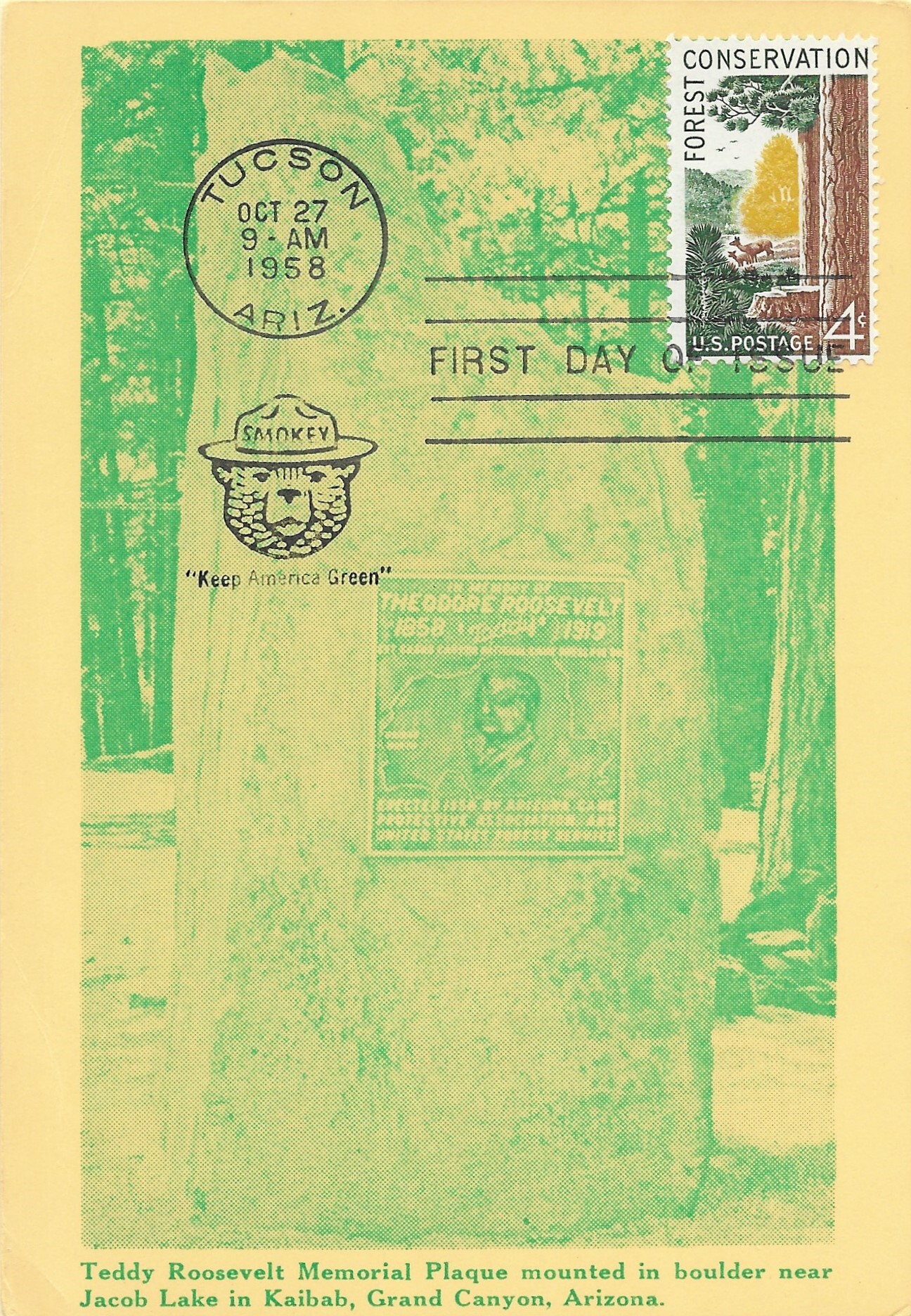 1958 FDC, #1122, 4c Forest Conservation, postcard | United States ...