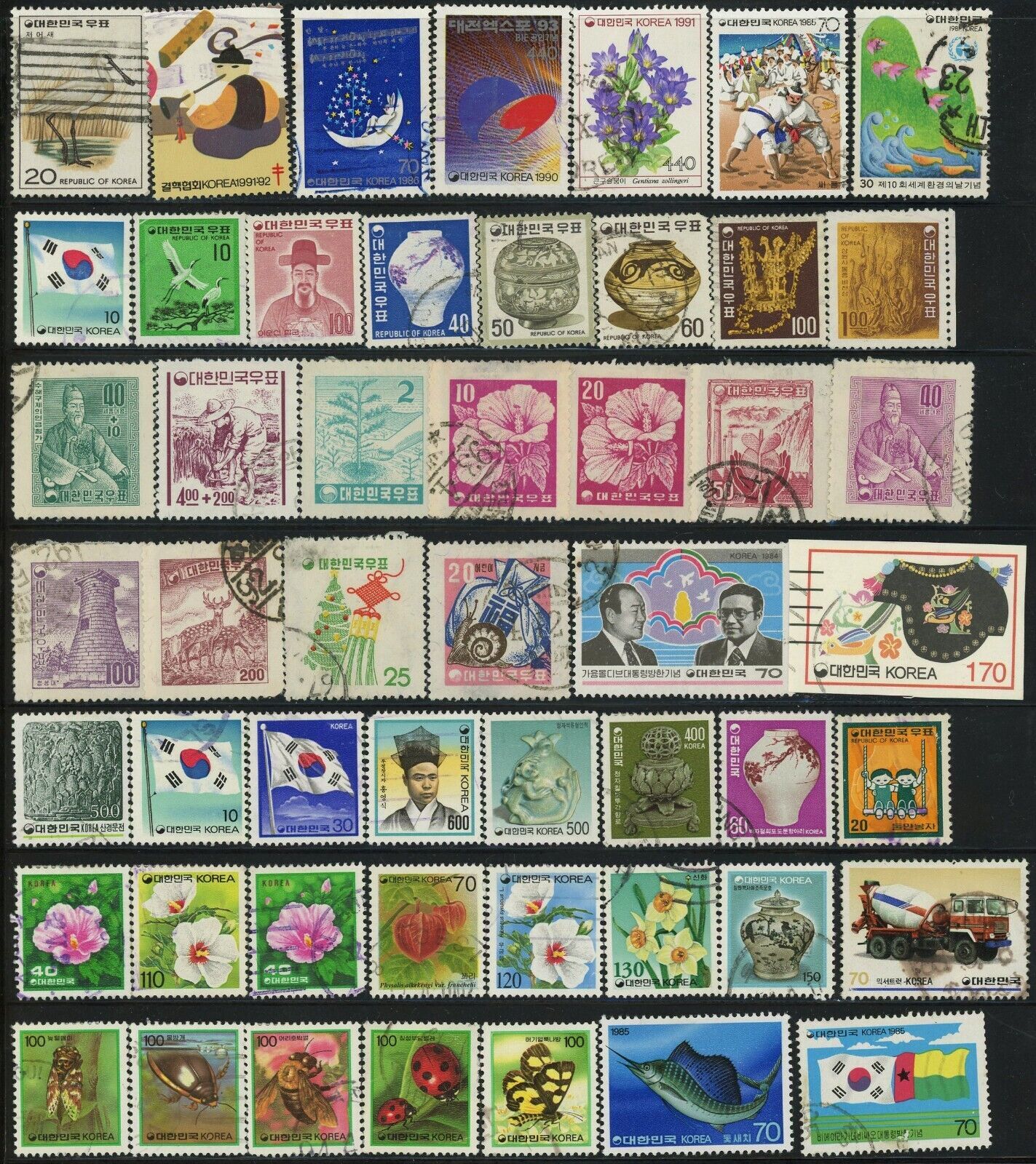 200+ Republic Korea Postage Stamp Collection Used | Asia - South Korea ...