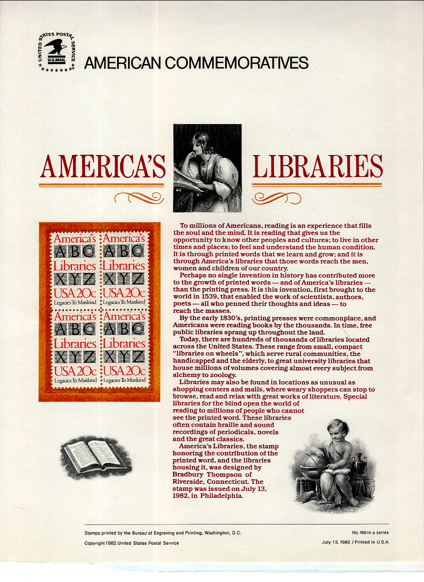 US CP169 America's Libraries 2015 Commemorative Panel Mint | United ...