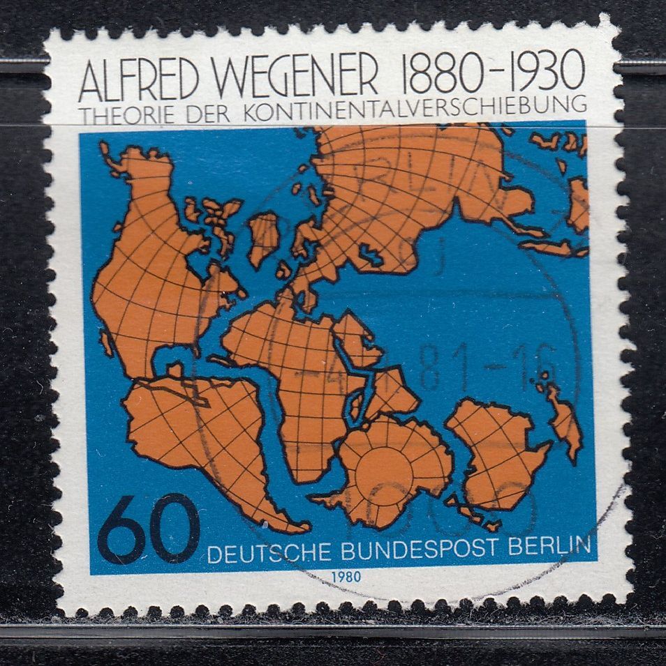 Berlin 1980 Sc#9N451 Mi#616 Wegener's Theory of Continental Drift used ...