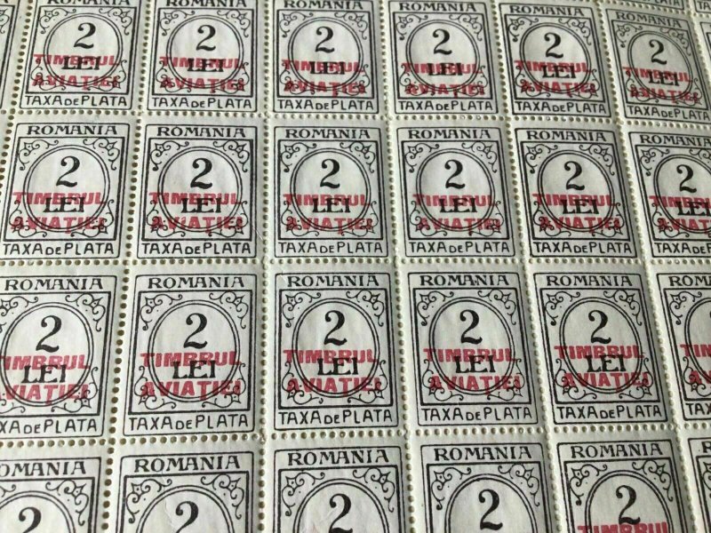 Romania 1931 postage due Timbrul Aviatei part stamps sheet sent folded ...