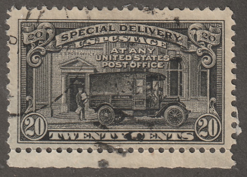 USA Stamp, Scott# E-14, used, special delivery, mail truck, 20 cents ...