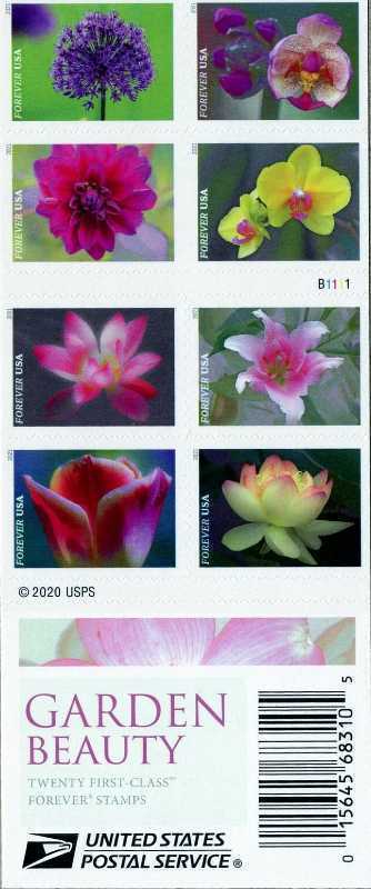 US Stamp 2021 Garden Beauty Booklet of 20 Forever Stamps #5558-67 ...