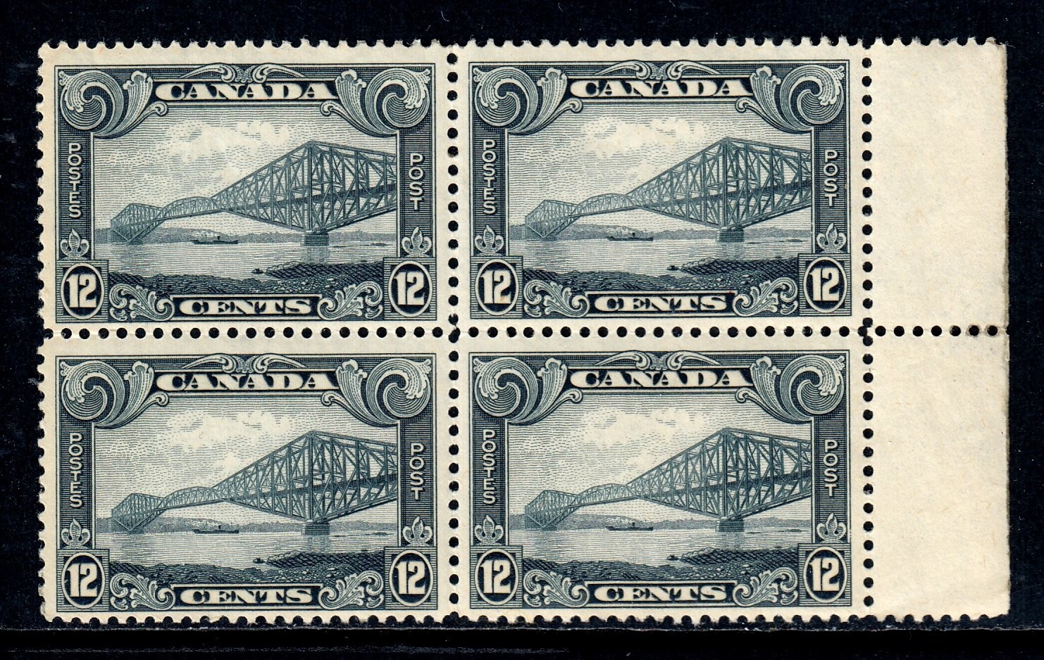 Canada — Scott 156 — 1929 12c Quebec Bridge, Block/4 — MLH — SCV $180 ...