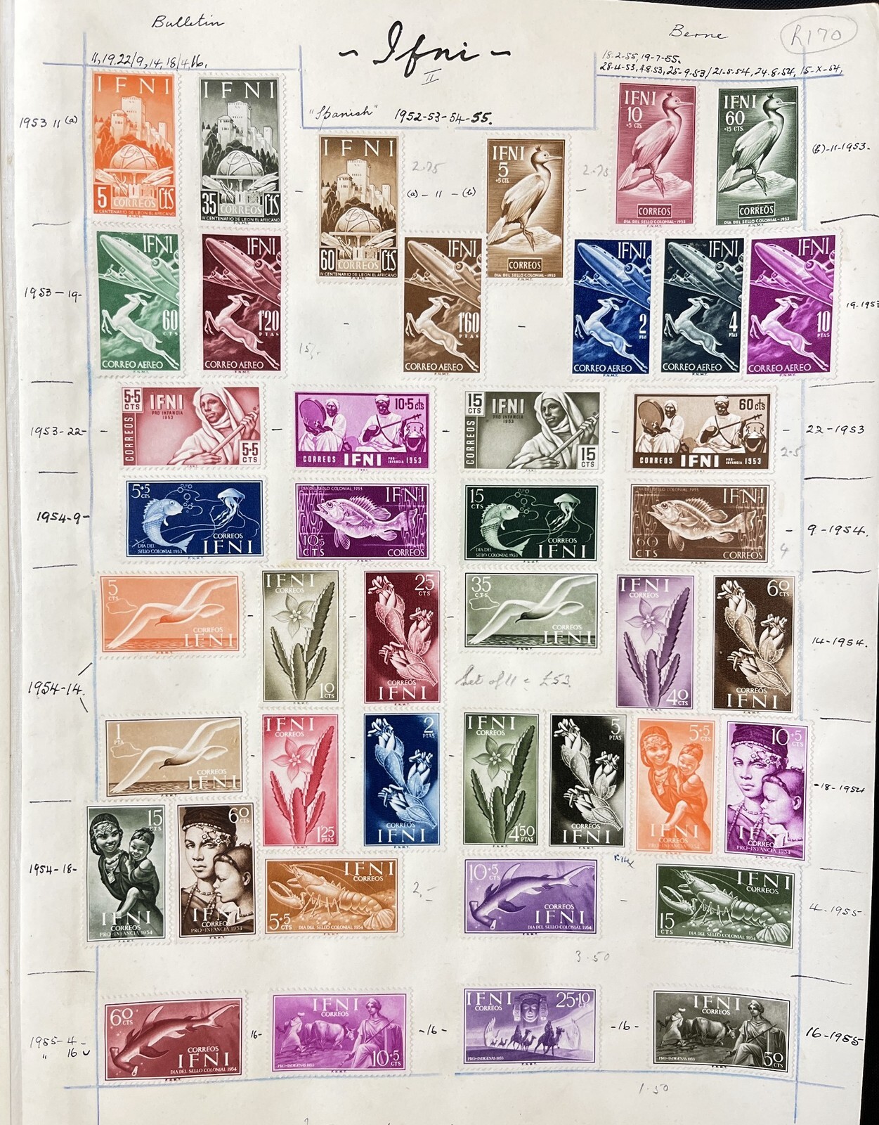 SPANISH IFNI 1953/60 Birds Wildlife on Archive Pages (Apx 70 Items ...