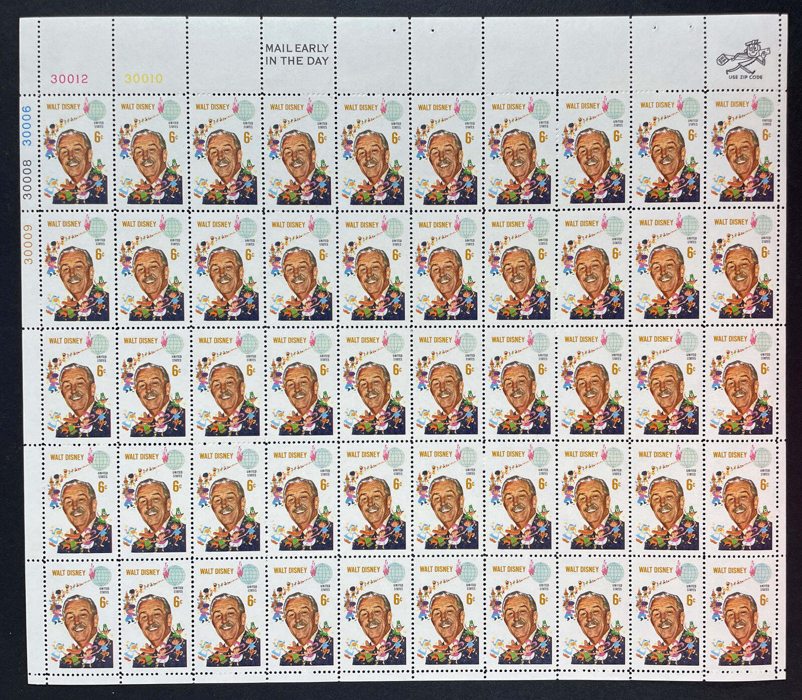 Scott 1355 WALT DISNEY Sheet of 50 US 6¢ Stamps MNH 1968 | United ...