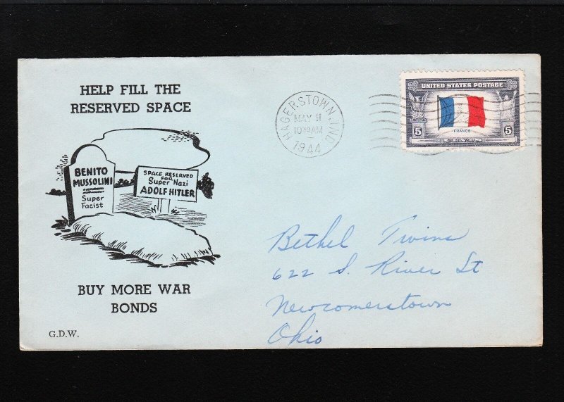 WWII Patriotic Mussolini Grave Hitler Next Hagerstown IN 1944 Overrun ...