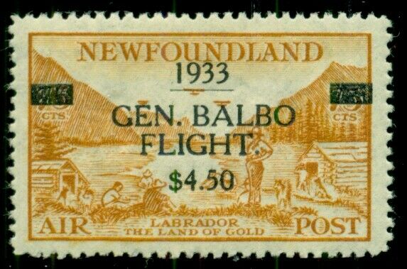 NEWFOUNDLAND #C18, $4.50 on 75¢ Balbo Flight Ovpt, og, VLH, Scott $325. ...