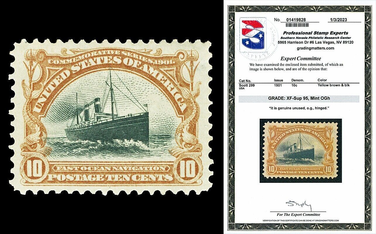 Scott 299 1901 10c Pan-American Mint Graded XF-Sup 95 H with PSE ...