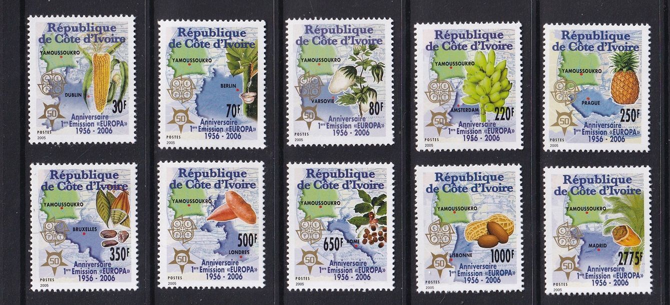 Ivory Coast #1156-1165 MNH 2006 Europa stamps 50th anniversary ...