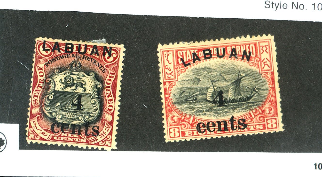 Labuan #111-112 Mint FVF OG HR 112 Tiny Thin Cat $45 | Asia - Malaysia ...
