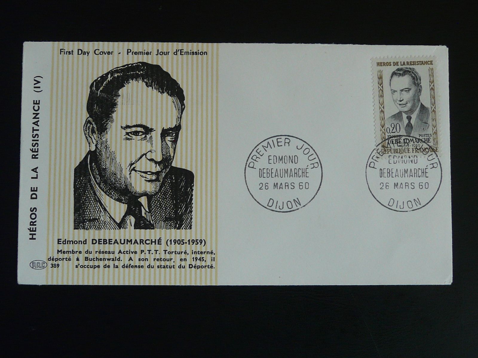 world war II ww2 Resistance heroe Debeaumarché FDC France 1960 | Europe ...
