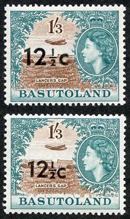 Basutoland SG65 12.5c on 1/3d type 1 and 2 M/M | Africa - South Africa ...