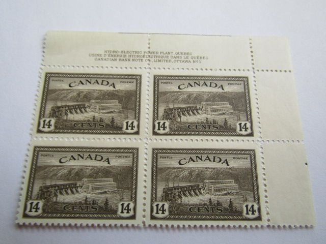 Canada Stamps, Scott #270 Mint NH OG Plate Block of 4, w/Bank Imprint ...