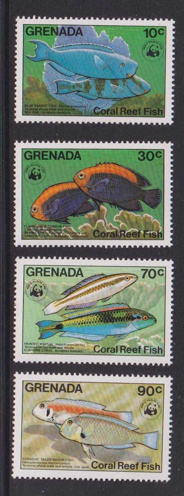 Grenada #1211-1214 MNH 1984 coral reef fish WWF | Caribbean - Grenada ...