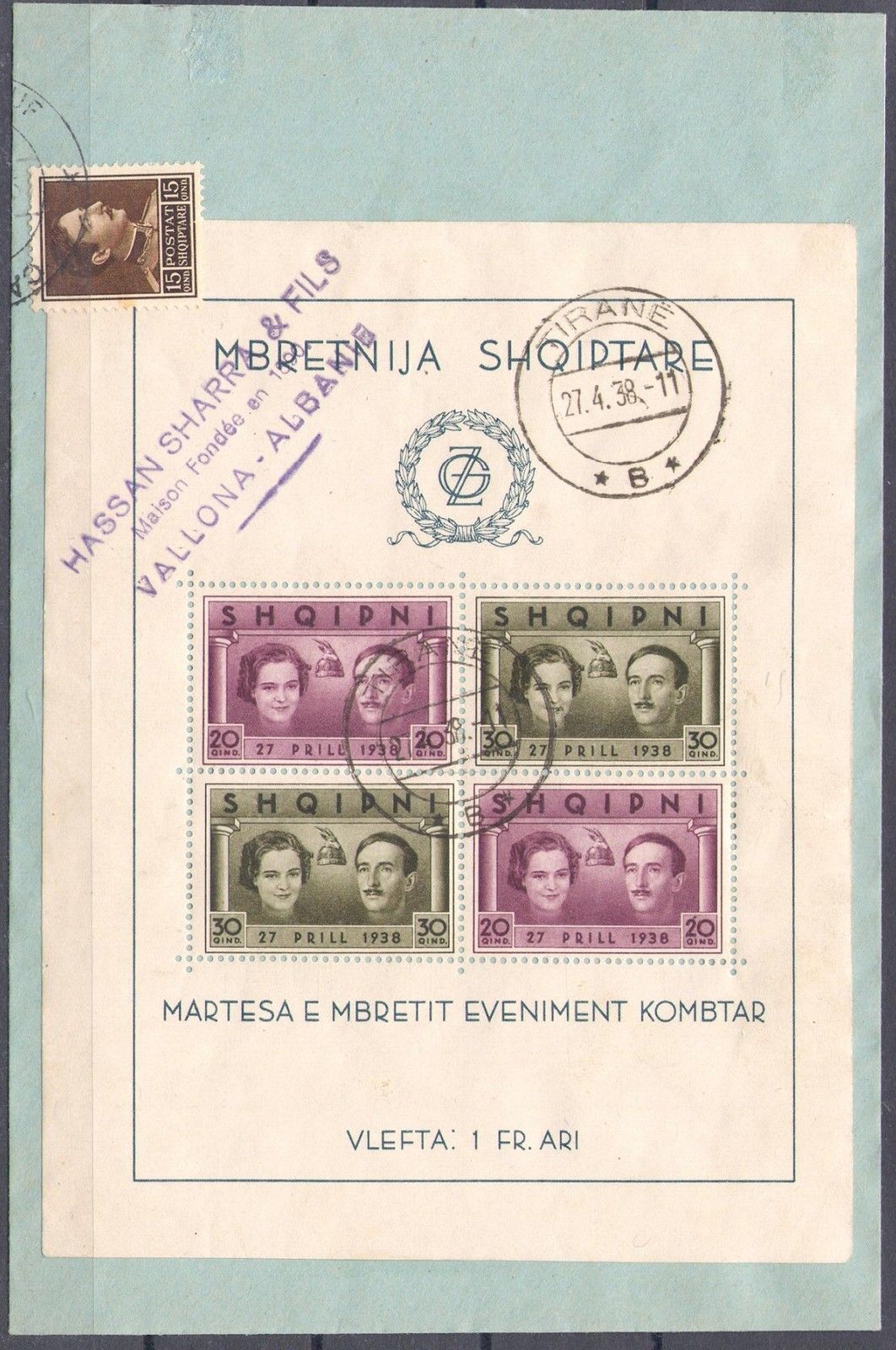 1938 ALBANIA - SHQIPERIA, Matrimonio del Re Zogu I con la Contessa ...