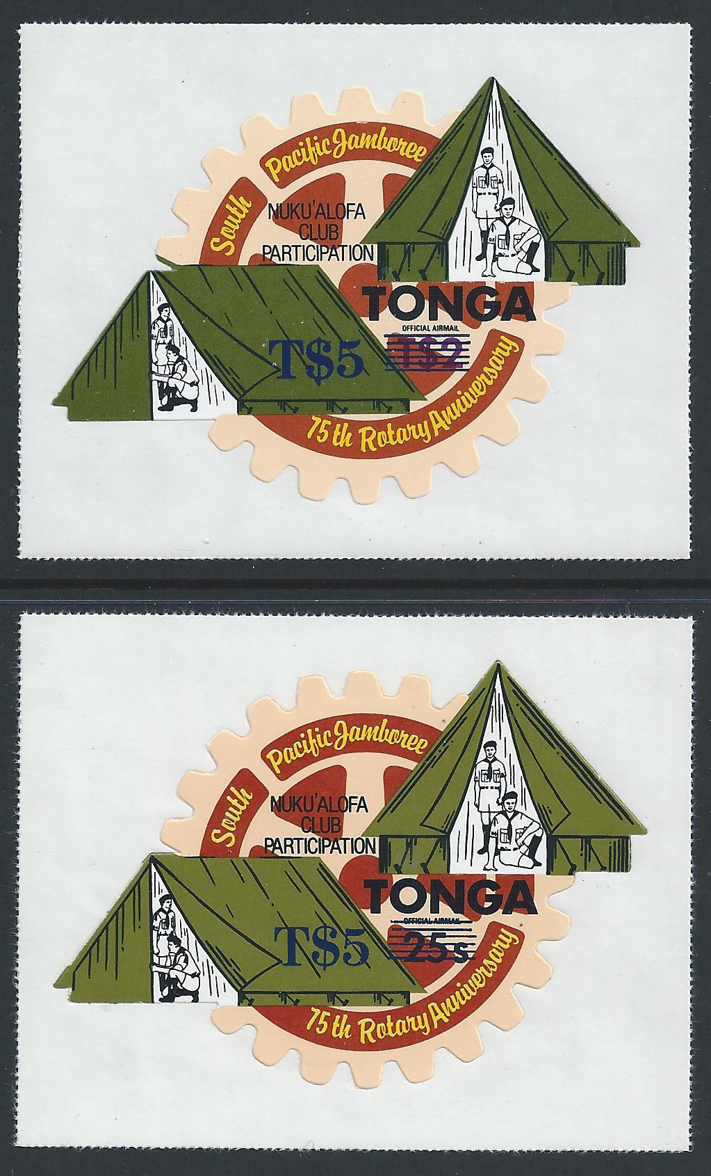 Tonga #502-3 NH Boy Scouts & Rotary Club Air Officials Surcharged ...