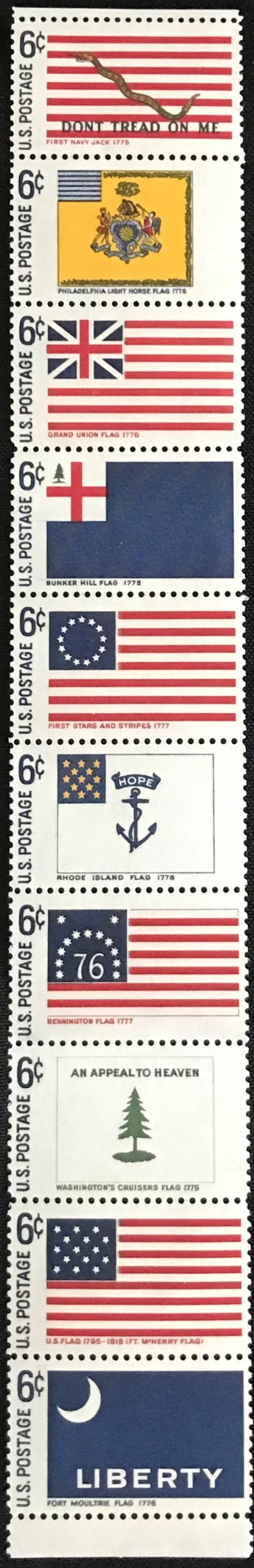 US #1345-1354 MNH Strip of 10 Folded Twice Flags SCV $3.25 L42 | United ...