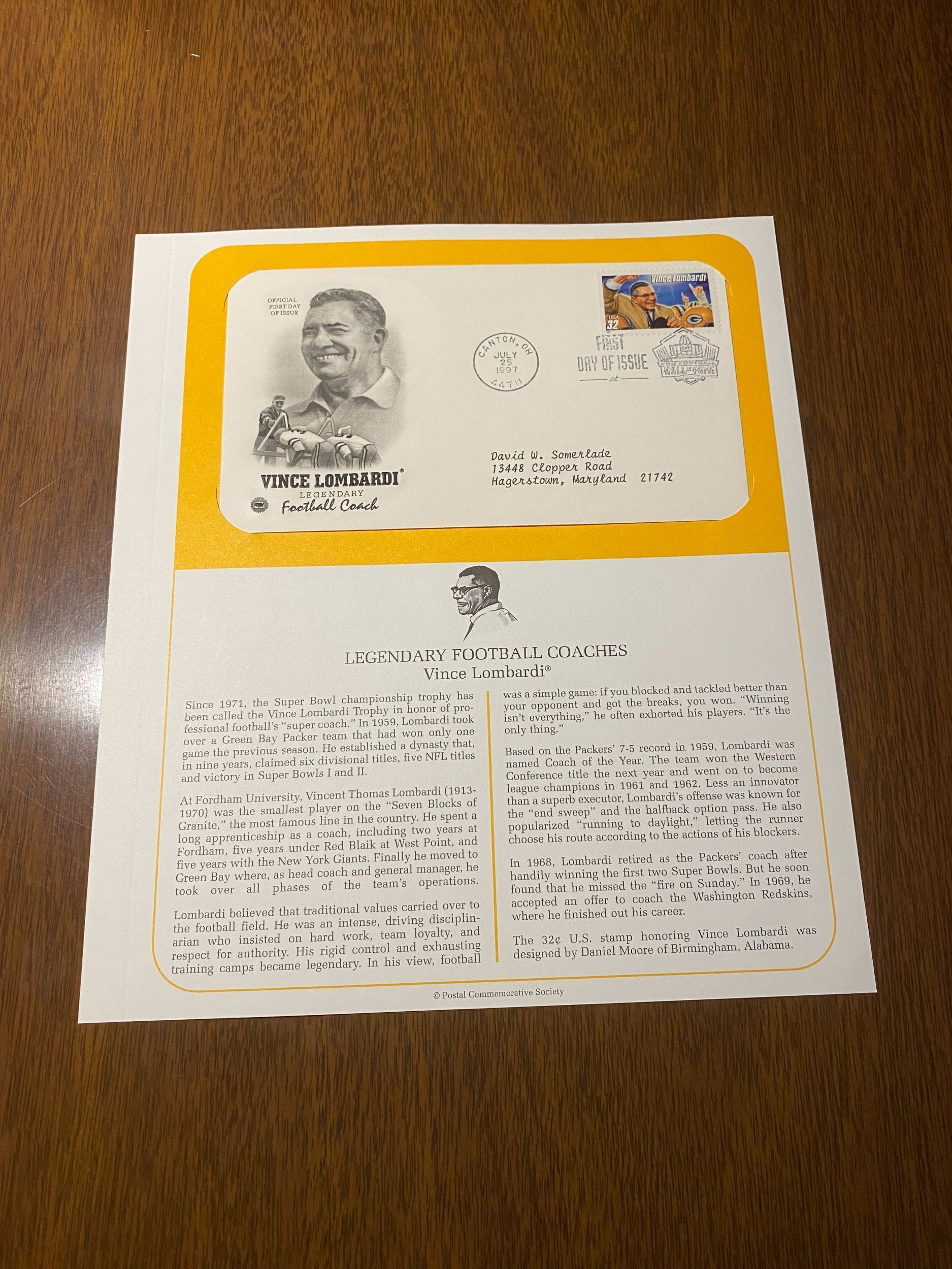 U.S. Scott Legendary College Football Coaches Stamps PCS First Day ...