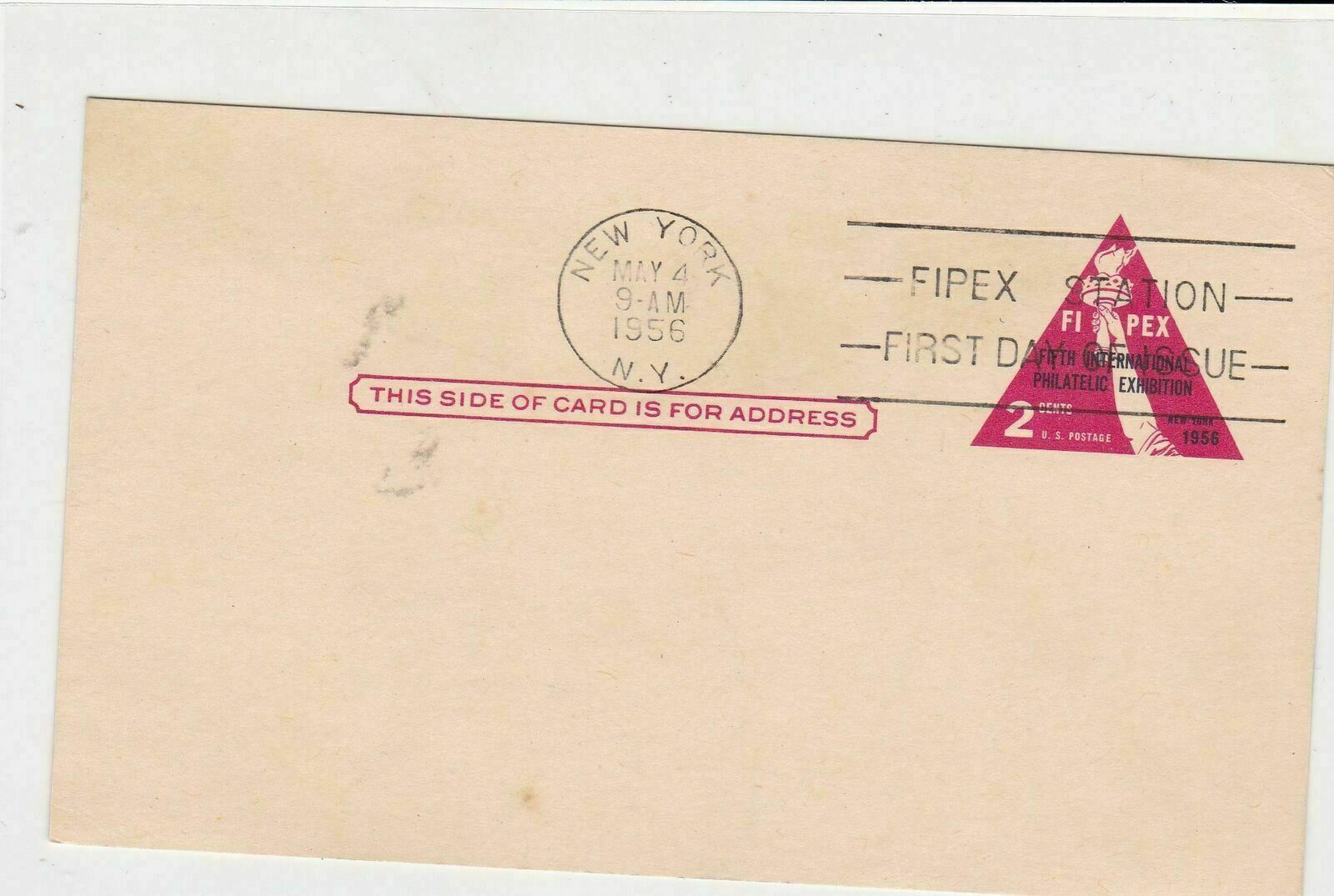 united states 1956 New York cancel + fipex stat. post mark stamps card ...