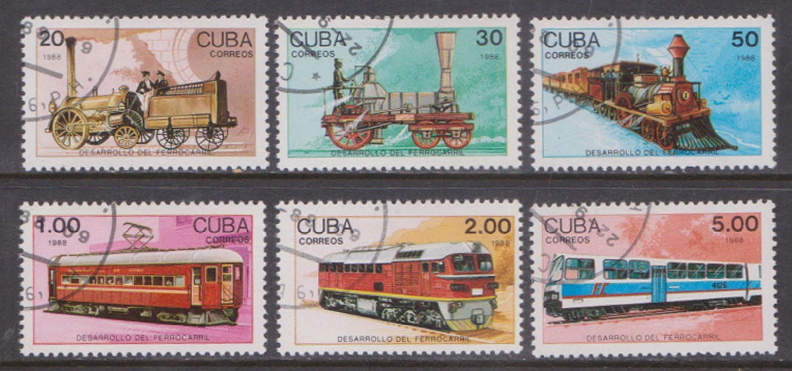 Cuba - 1988 Railway Locomotives Trains - 6v Used | Caribbean - Cuba ...