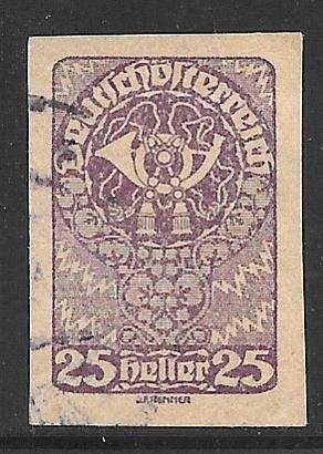 Austria 232: 25h Post Horn, imperf, used, VF | Europe - Austria ...