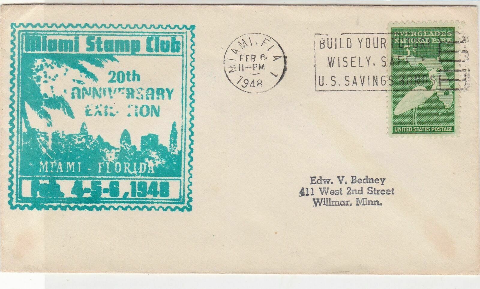 U. S. 1948 Miami Stamp Club 20th Anniversary Ex Illust. Park Stamp ...